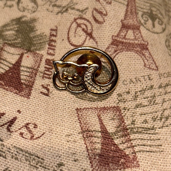 Avon | Jewelry | Vintage Avon Cat Silver Gold Tone Brooch | Poshmark